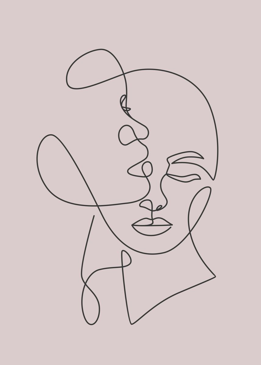 'Two Woman Faces line art' Poster, picture, metal print, paint by Human ...