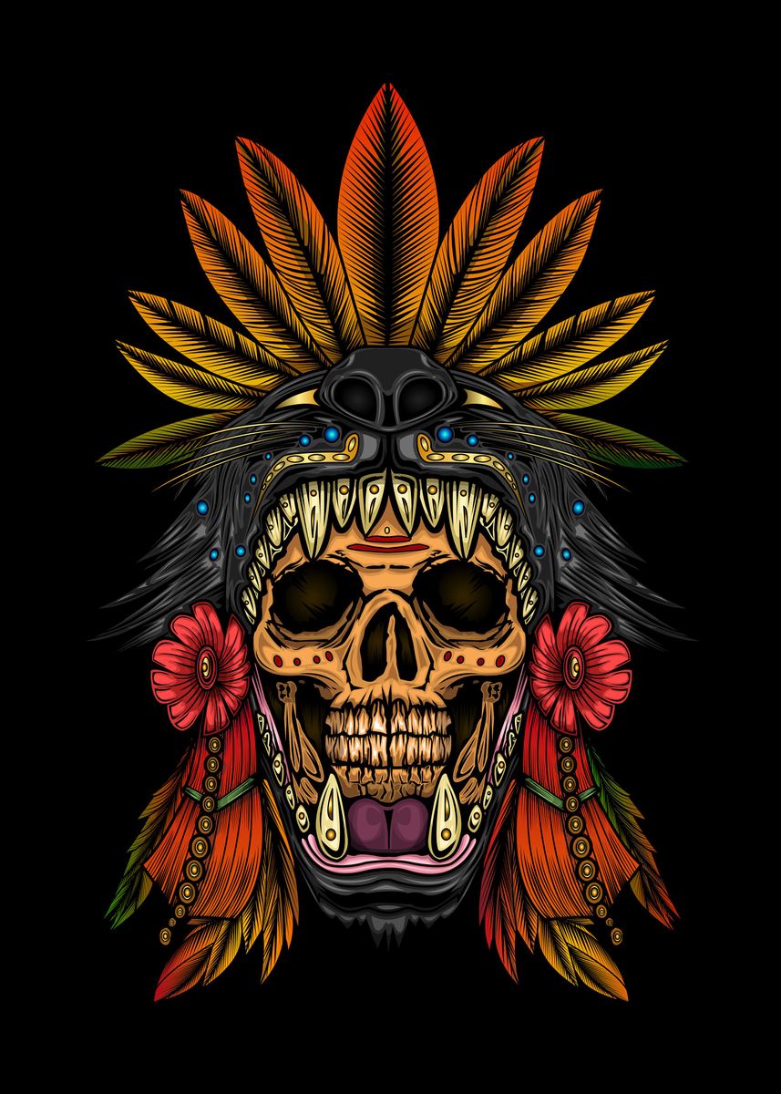 'Aztec Warrior' Poster, picture, metal print, paint by Adamzworld ...