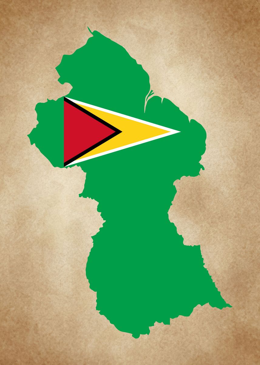 'Guyana vintage map' Poster, picture, metal print, paint by shiner ...