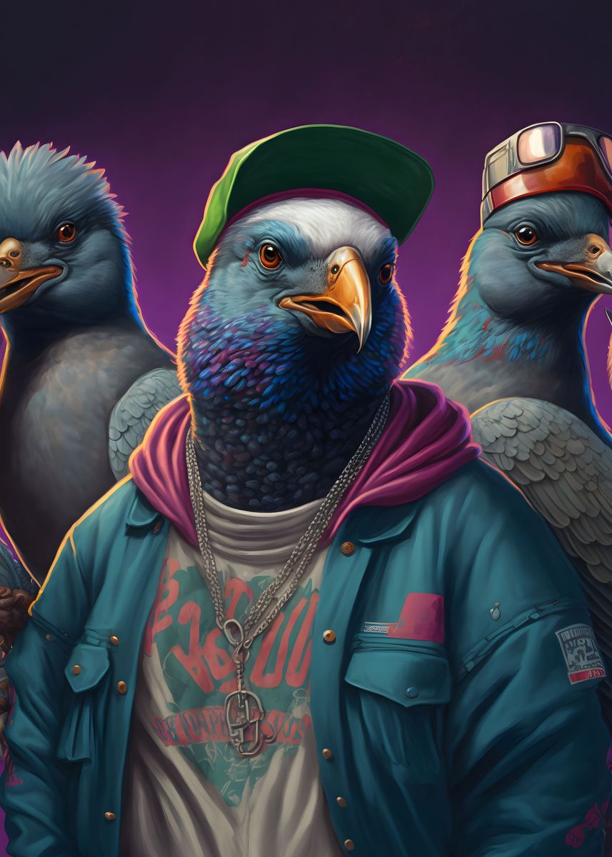 'Pigeon Rap Band' Poster, picture, metal print, paint by David ...