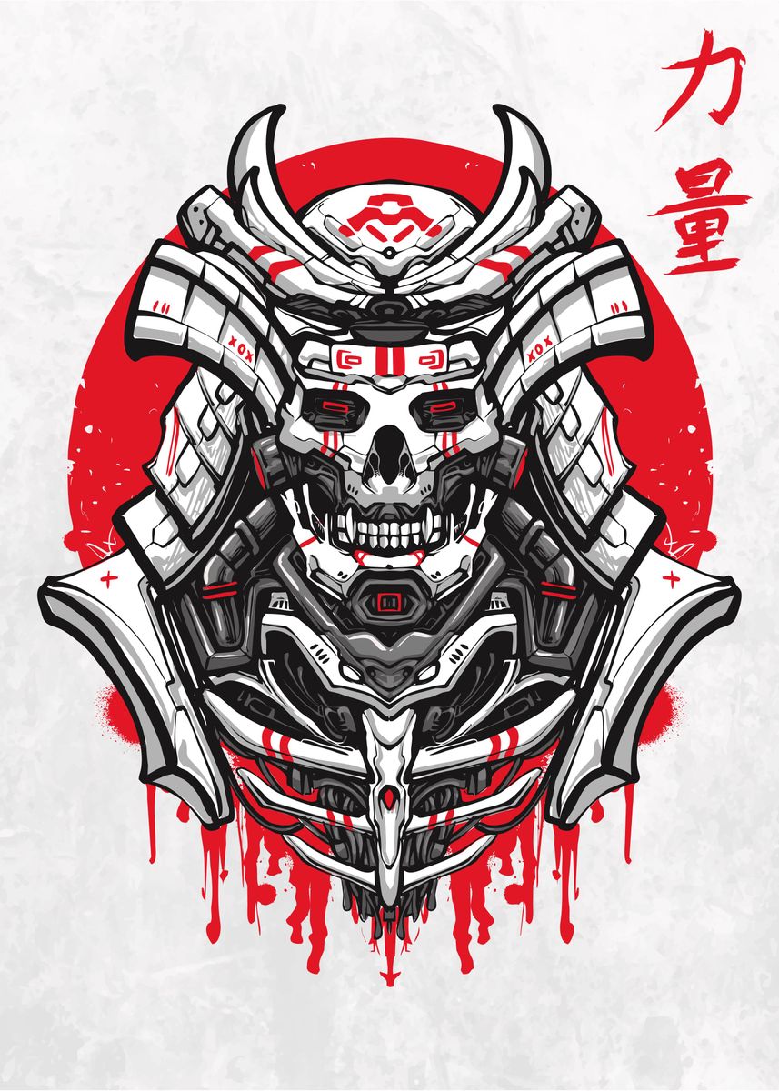 'Robot Samurai' Poster, picture, metal print, paint by Mr Yy | Displate