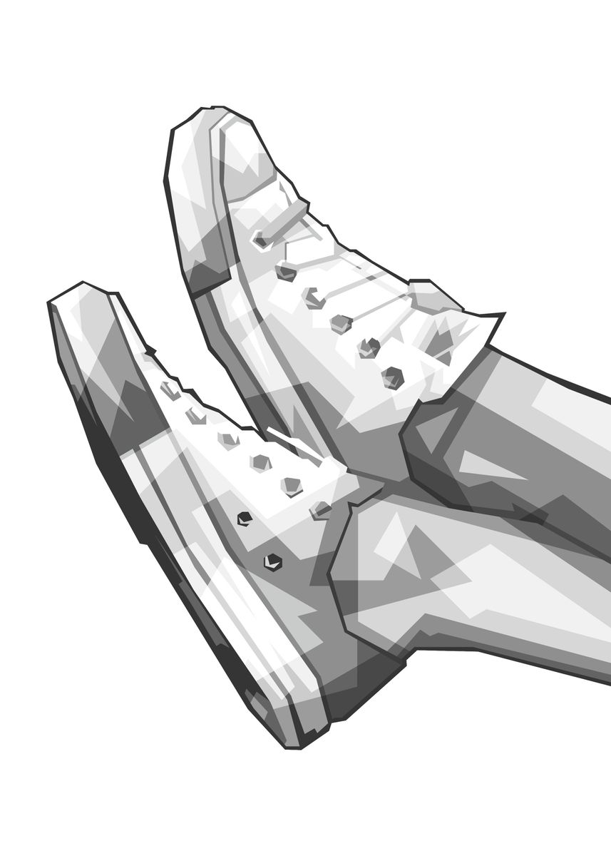 'Shoe Cute Grayscale ' Poster, picture, metal print, paint by Rizky Dwi ...