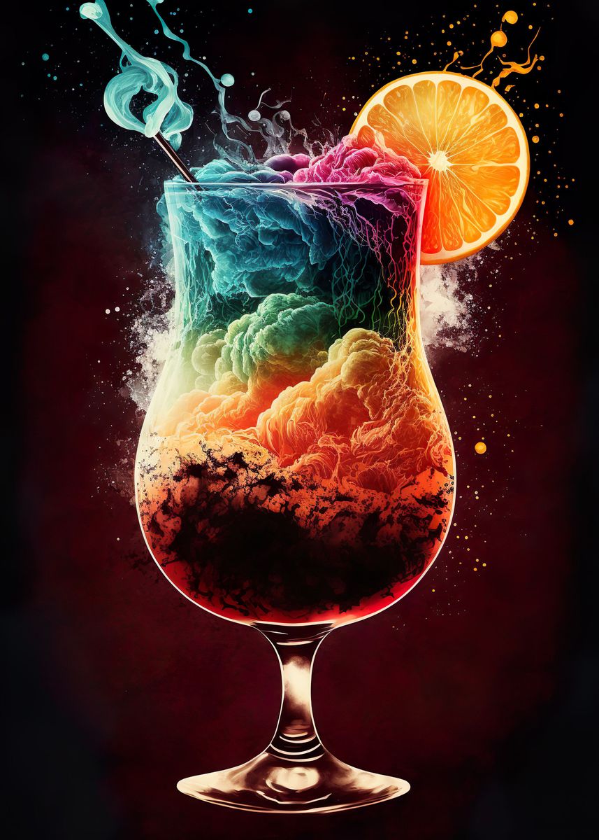 'Magical Rainbow Cocktail' Poster, picture, metal print, paint by ...