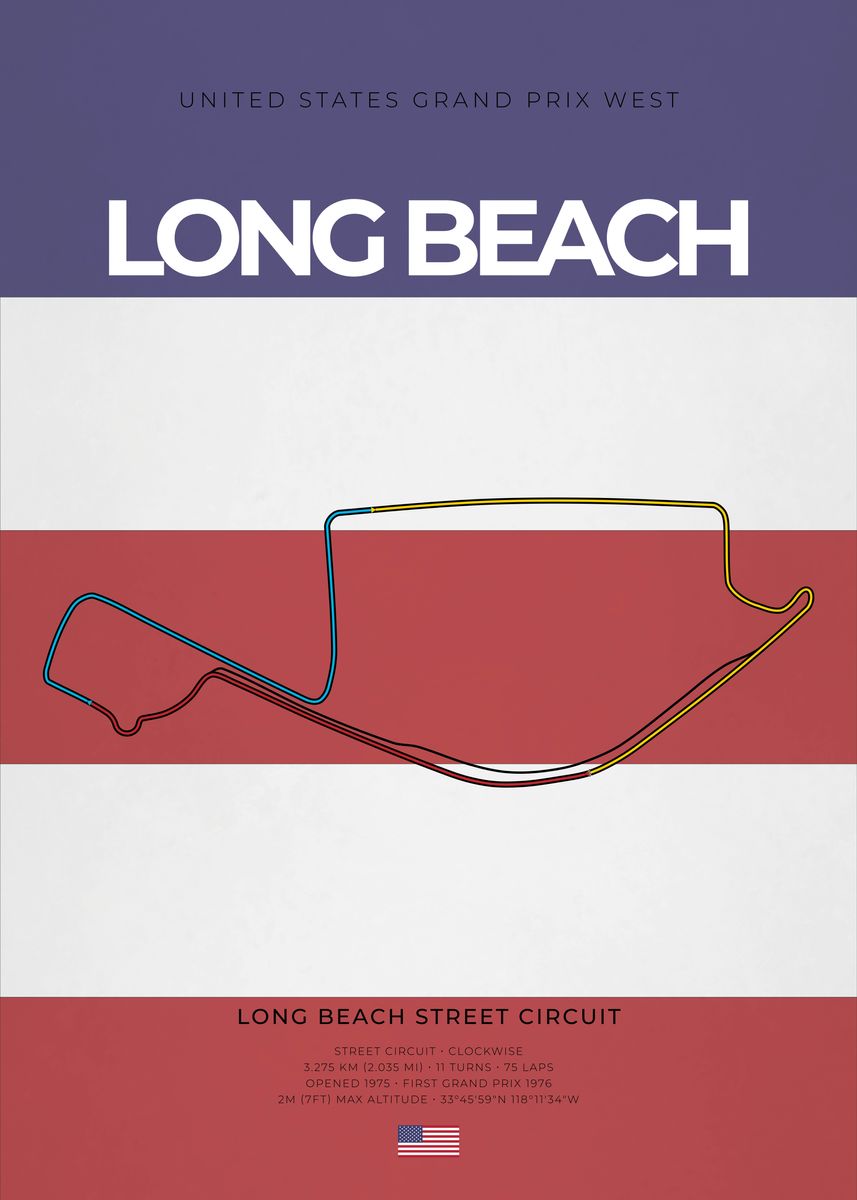 'Long Beach F1 Circuit' Poster, picture, metal print, paint by Alo ...
