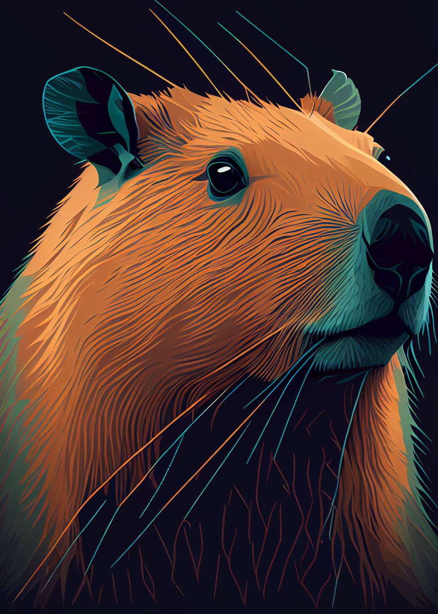 'Capybara Drawing' Poster, picture, metal print, paint by DecoyDesign ...