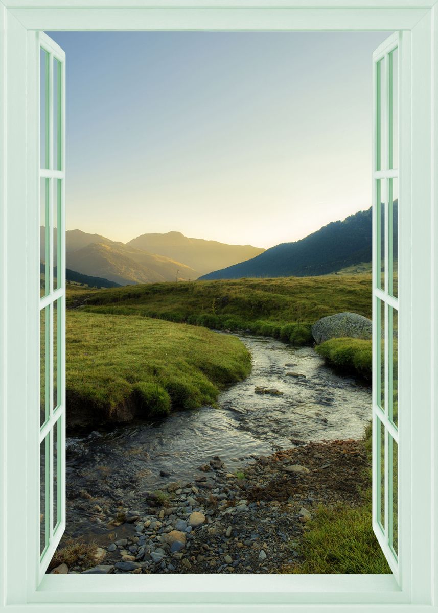 'Open window landscape' Poster, picture, metal print, paint by Vicen ...