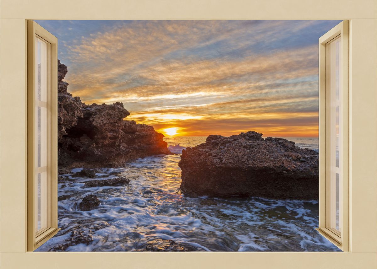 'Open window view landscape' Poster by Fenestrart | Displate