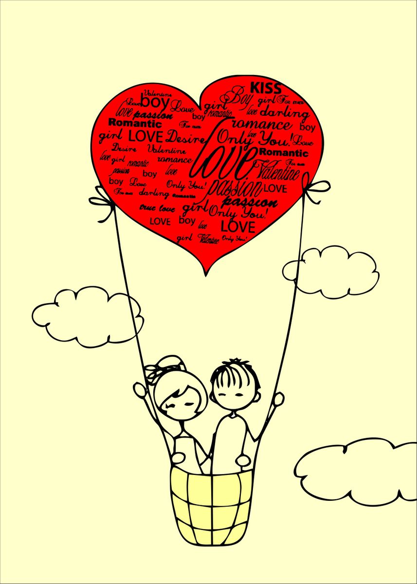 'Cute Love' Poster, picture, metal print, paint by Art Print | Displate