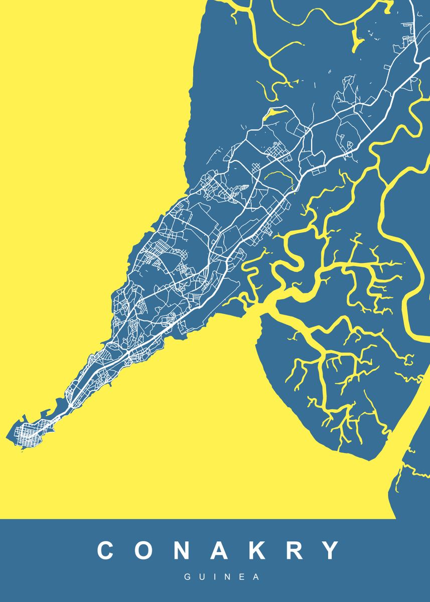 'Map CONAKRY GUINEA' Poster, picture, metal print, paint by UrbanMaps ...