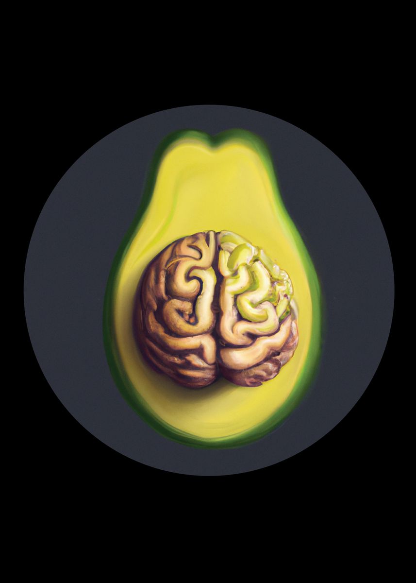 'Avocado Brain' Poster, picture, metal print, paint by MarkOnDark ...