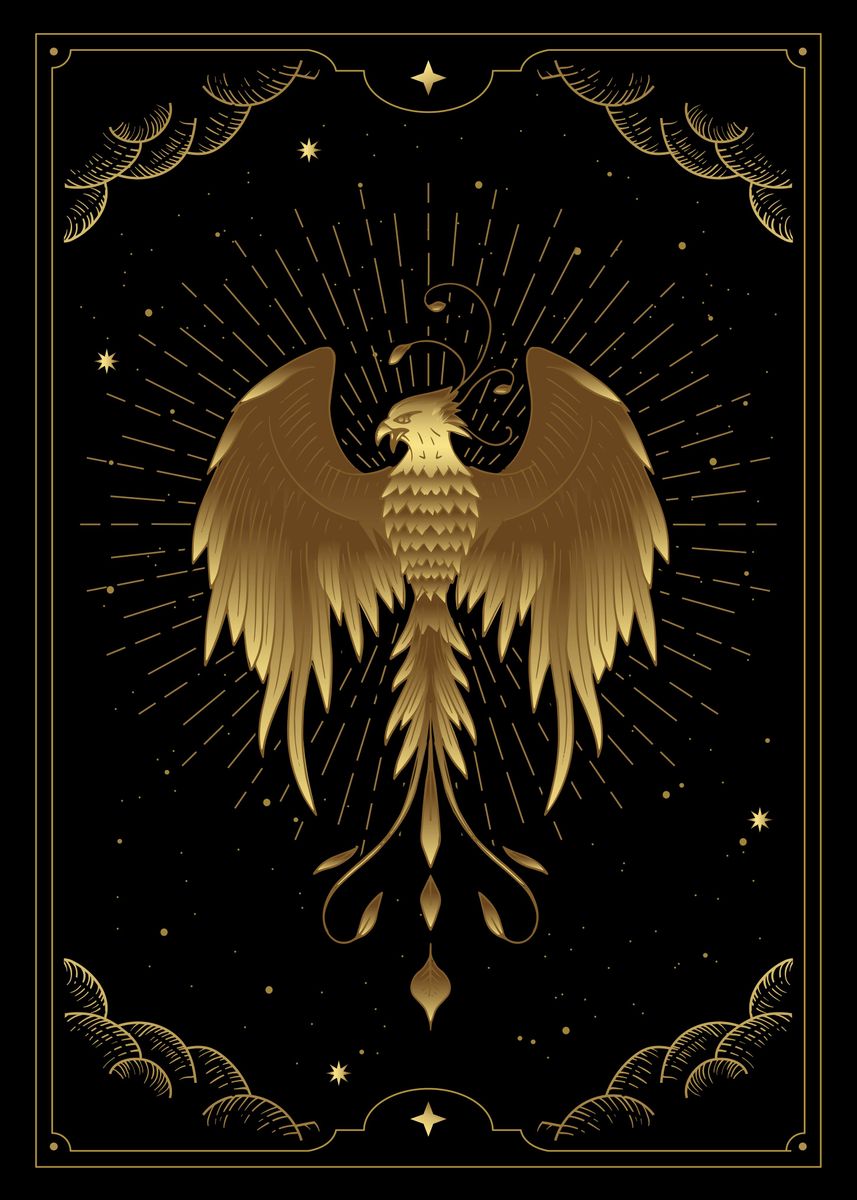 'Tarot phoenix bird gold 2' Poster, picture, metal print, paint by ...