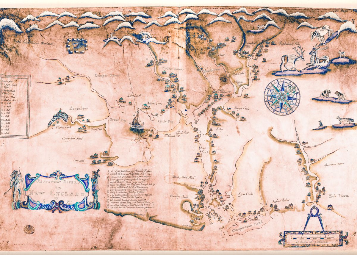 'Vintage New England map' Poster by Bar Vardi | Displate