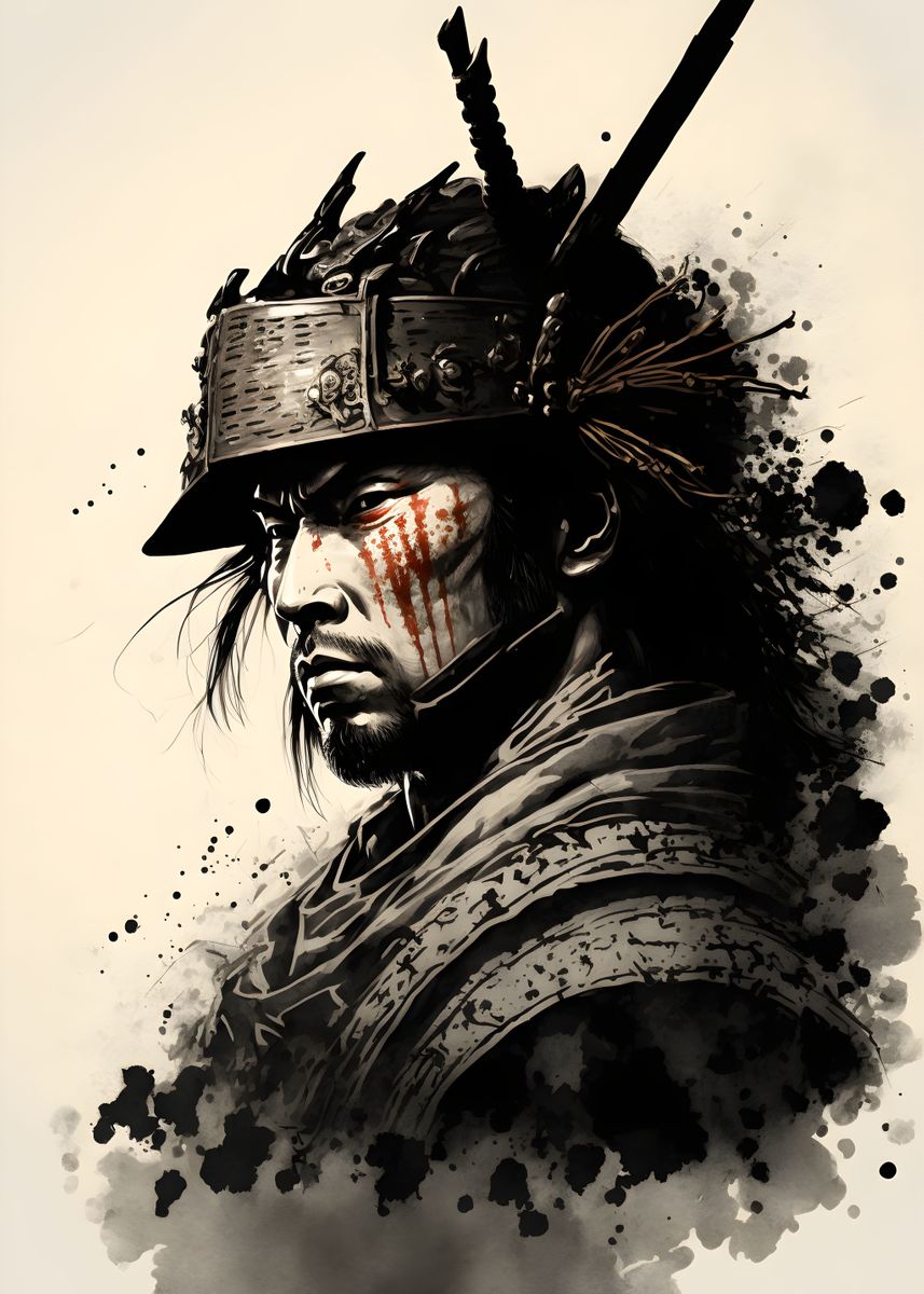 'Samurai Warrior' Poster, picture, metal print, paint by CanvasPixelDreams | Displate