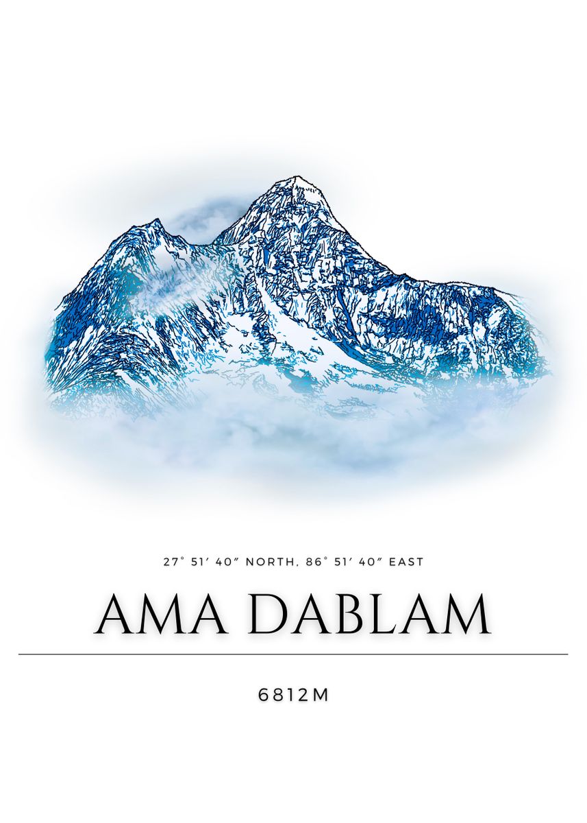 'Ama Dablam' Poster, picture, metal print, paint by Alex | Displate