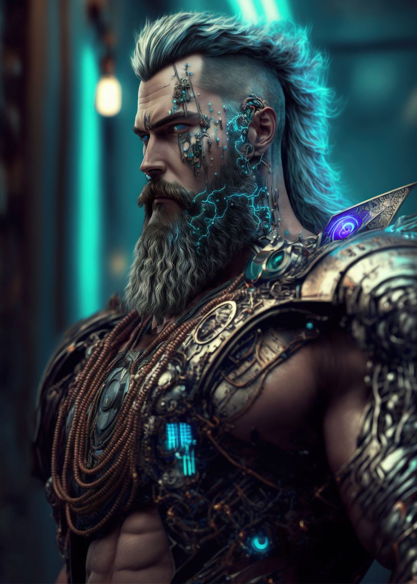 'Cyberpunk Thor' Poster, picture, metal print, paint by Sunrise Game ...