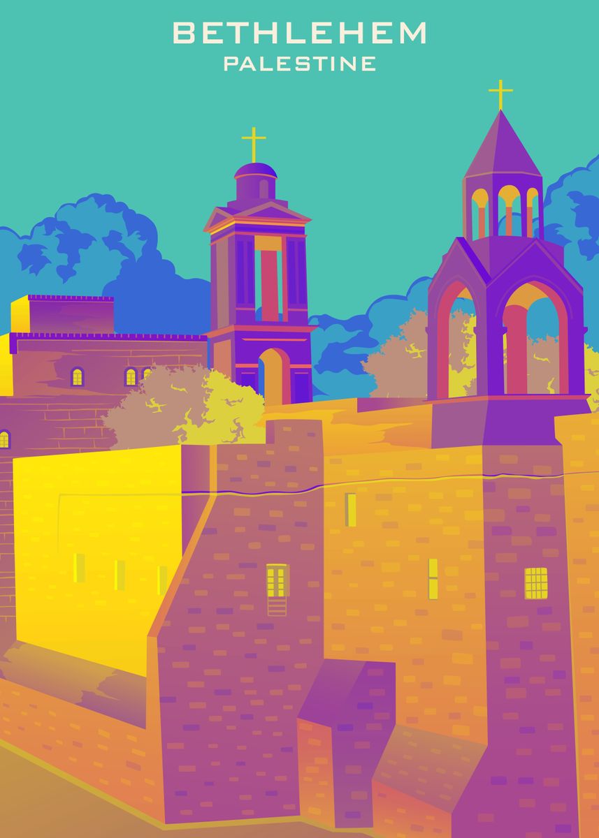 'Bethlehem Palestine Design' Poster, picture, metal print, paint by ...