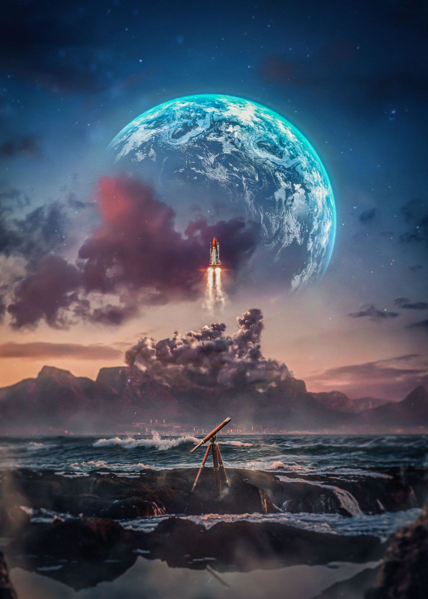 'Rocket launching 2' Poster, picture, metal print, paint by sb editing ...