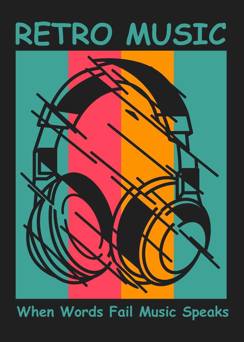 'Headphone' Poster, picture, metal print, paint by Selja Cute | Displate