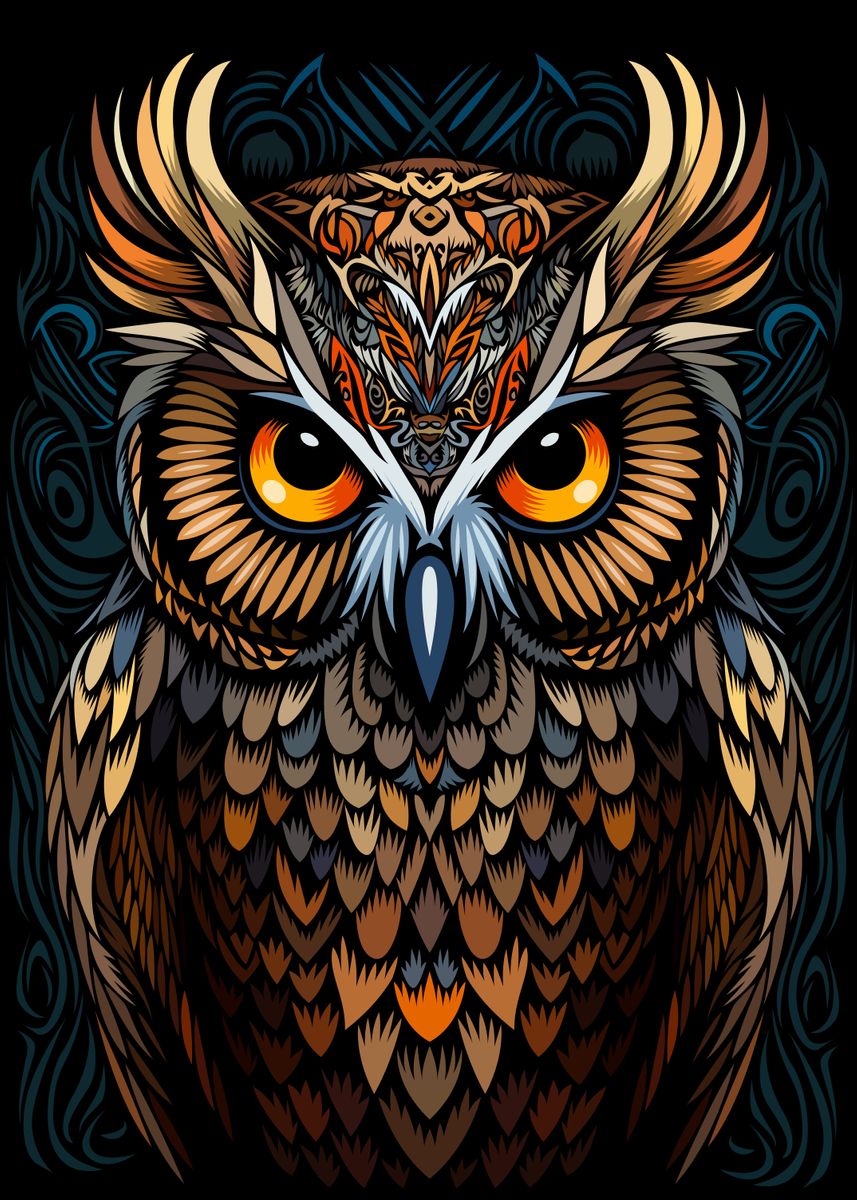 'Owl Hoot' Poster, picture, metal print, paint by Alberto Perez | Displate