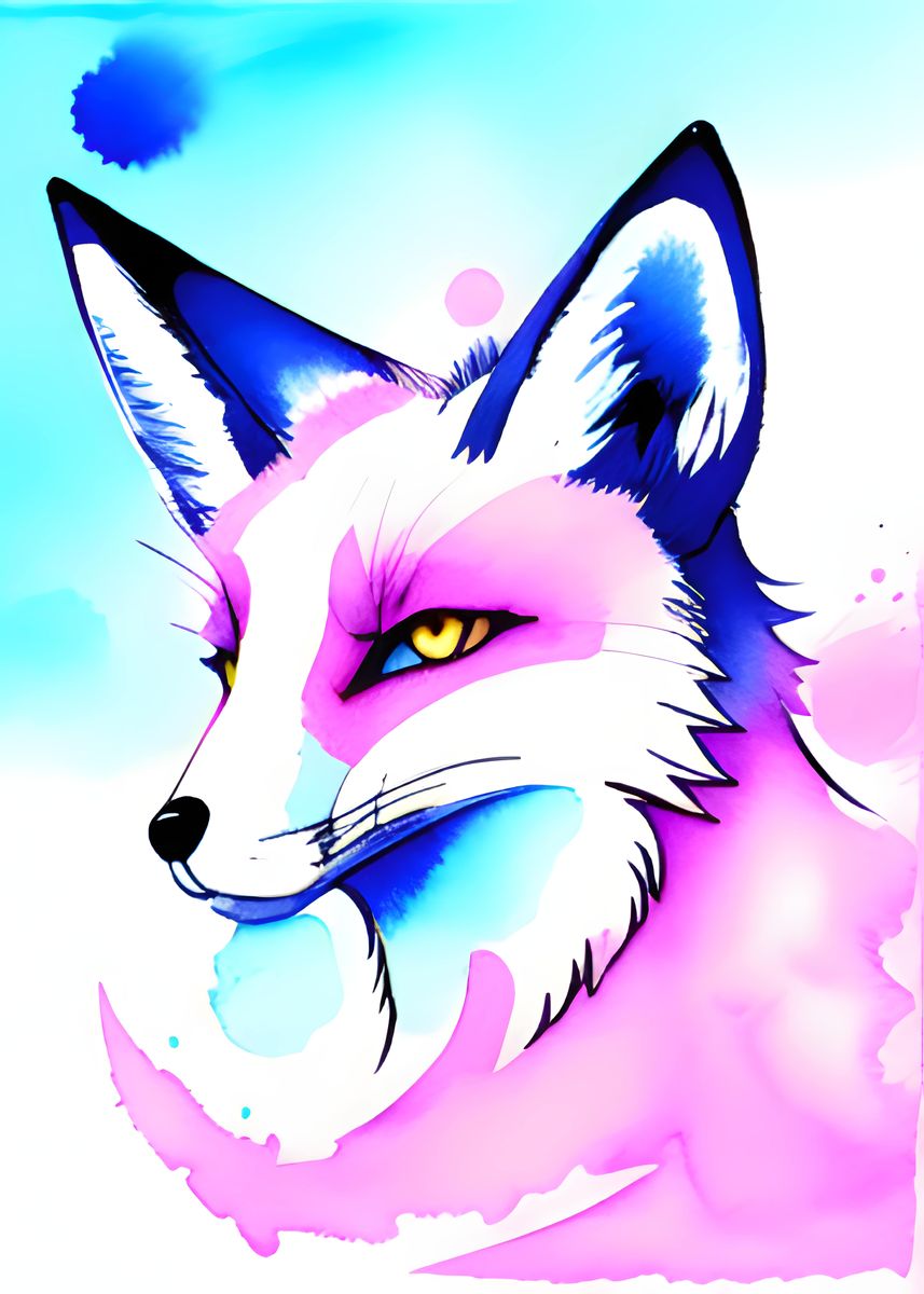 'Pastel Fox Watercolor' Poster, picture, metal print, paint by CJ ...