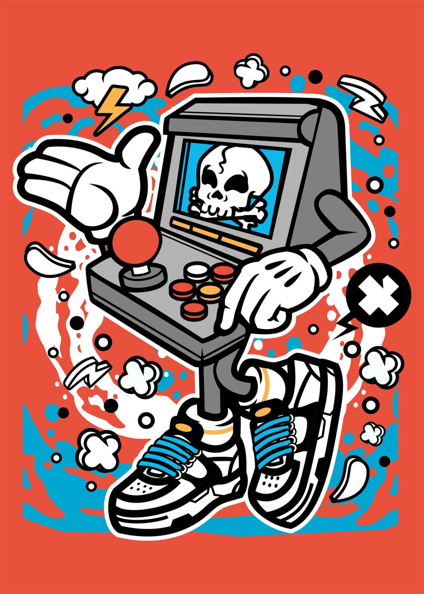 'skull arcade game console ' Poster, picture, metal print, paint by ...