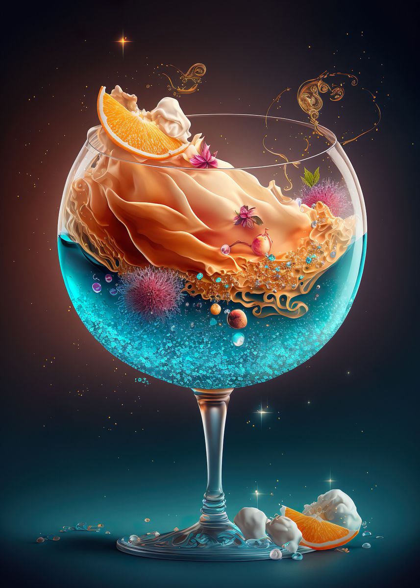 'Orange Cocktail' Poster, picture, metal print, paint by TESSERACT 07 ...