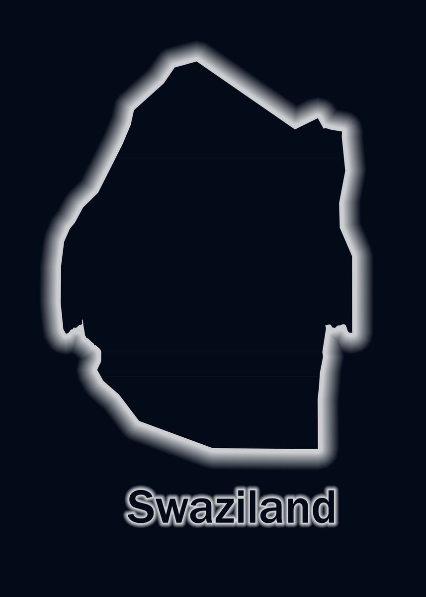 'Swaziland map glow' Poster, picture, metal print, paint by mystery box ...