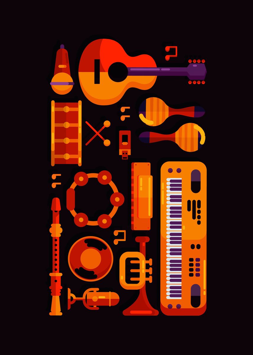 'instrumental' Poster, picture, metal print, paint by Selja Cute | Displate