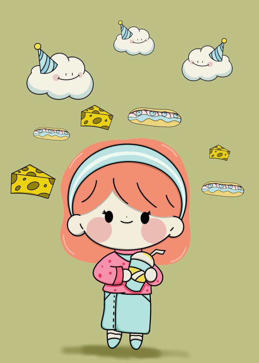 'girl and cheese' Poster by zaka arya | Displate