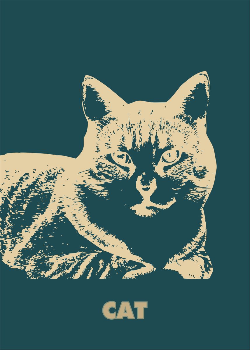 'Cat' Poster, picture, metal print, paint by Imagination Gallery | Displate