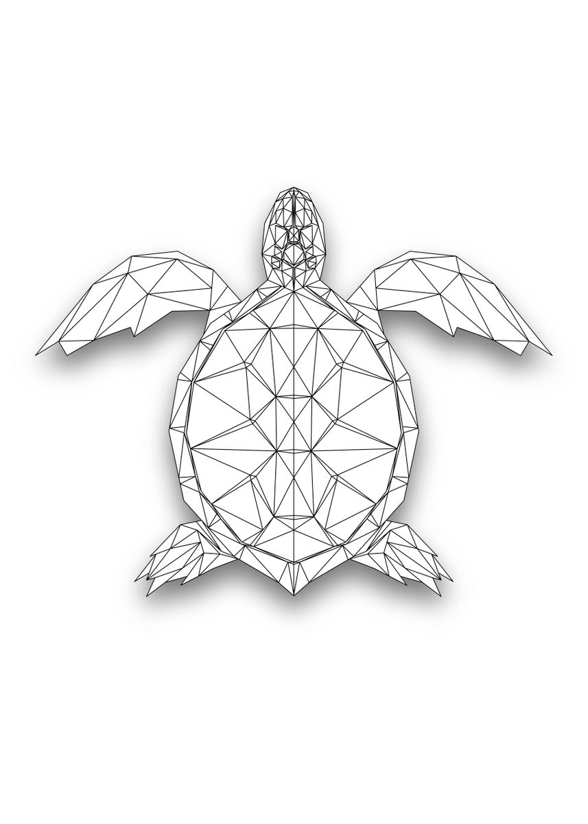 'Turtle Wireframe Lowpoly' Poster, picture, metal print, paint by Evanz ...