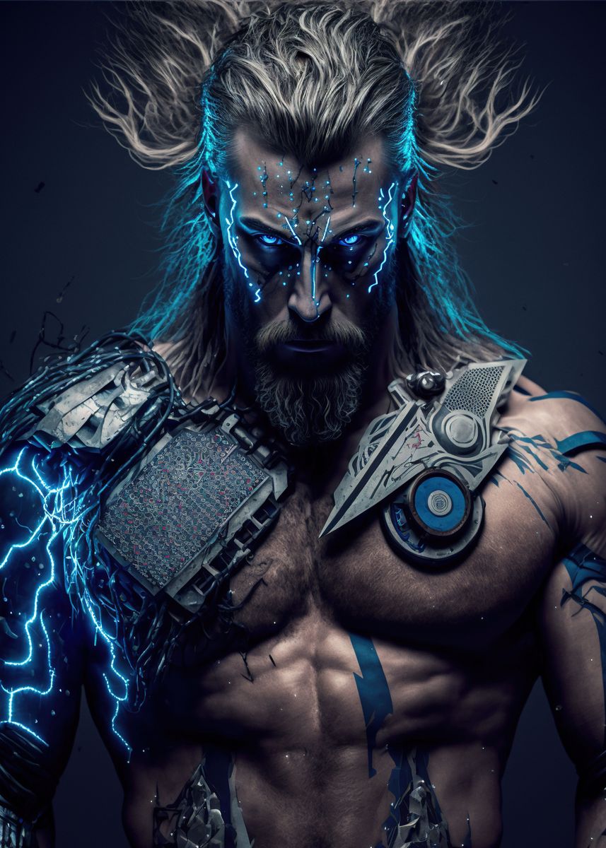 'Cyberpunk Thor' Poster by Sunrise Game Studio | Displate