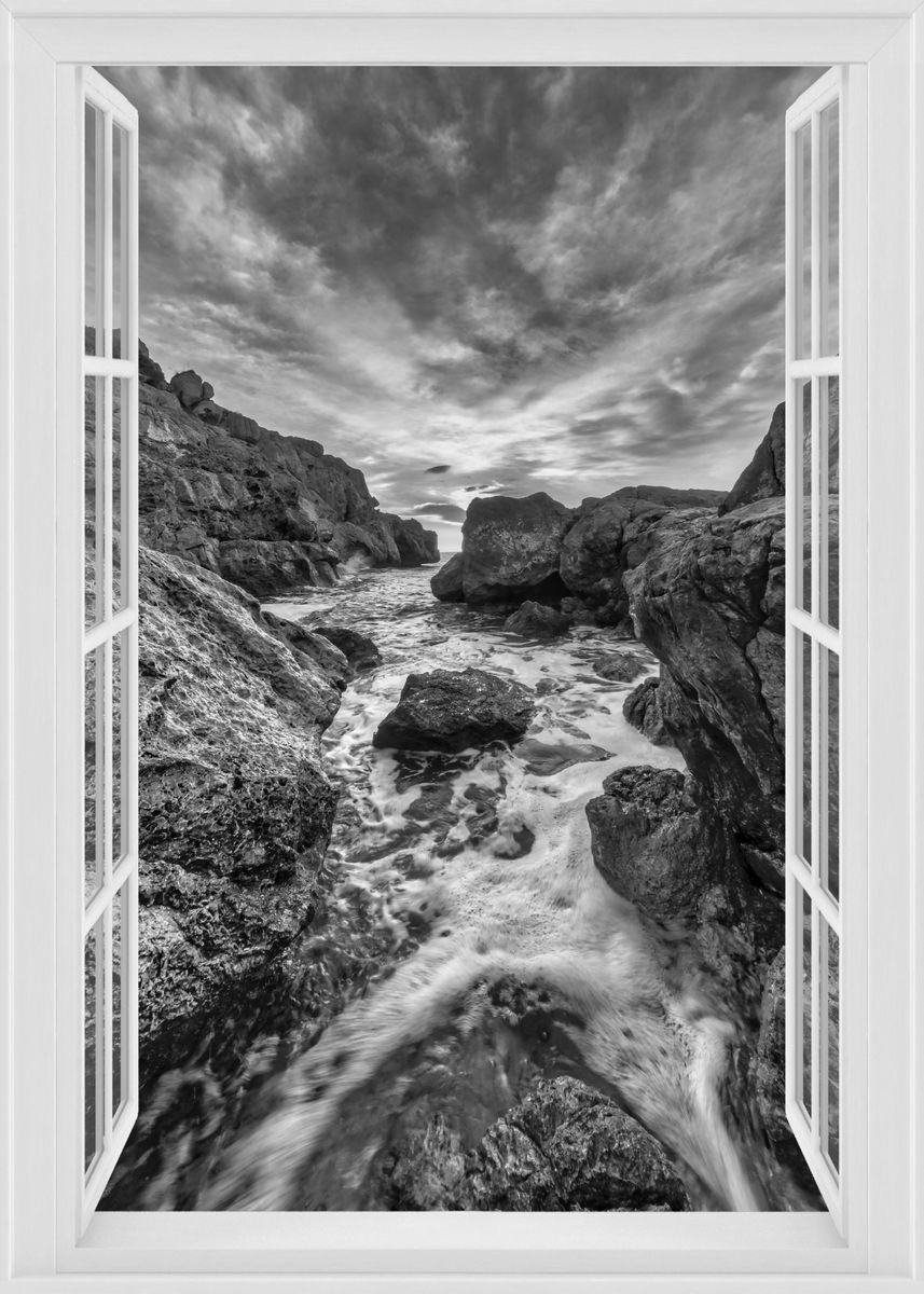 'Open window view landscape' Poster, picture, metal print, paint by ...