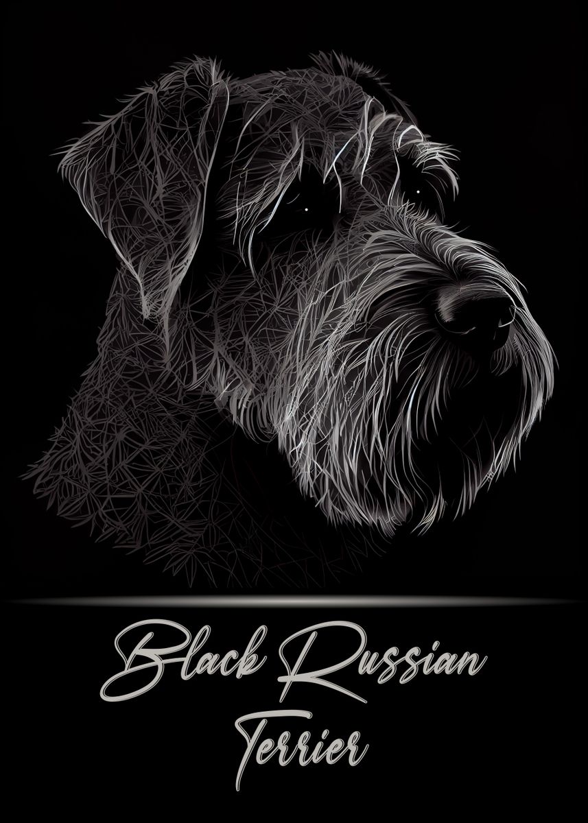 'Black Russian Terrier' Poster, picture, metal print, paint by Artistic Paradigms | Displate