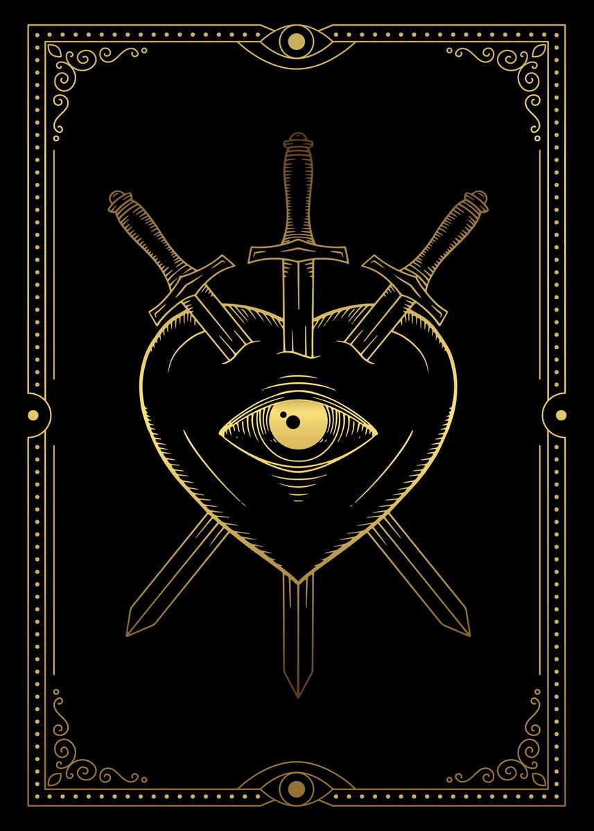 'Tarot heart with 3 swords' Poster, picture, metal print, paint by ...