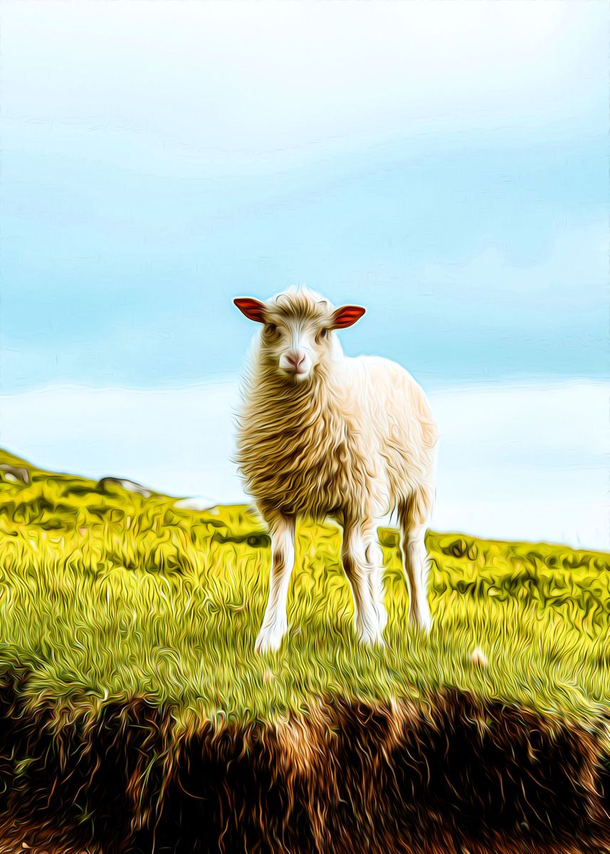 'Sheep' Poster, picture, metal print, paint by Tiker Arts | Displate