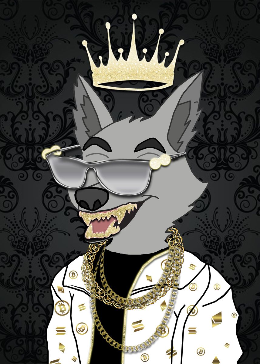 'GOLDEN WOLF' Poster, picture, metal print, paint by TroisiemeOeil ...