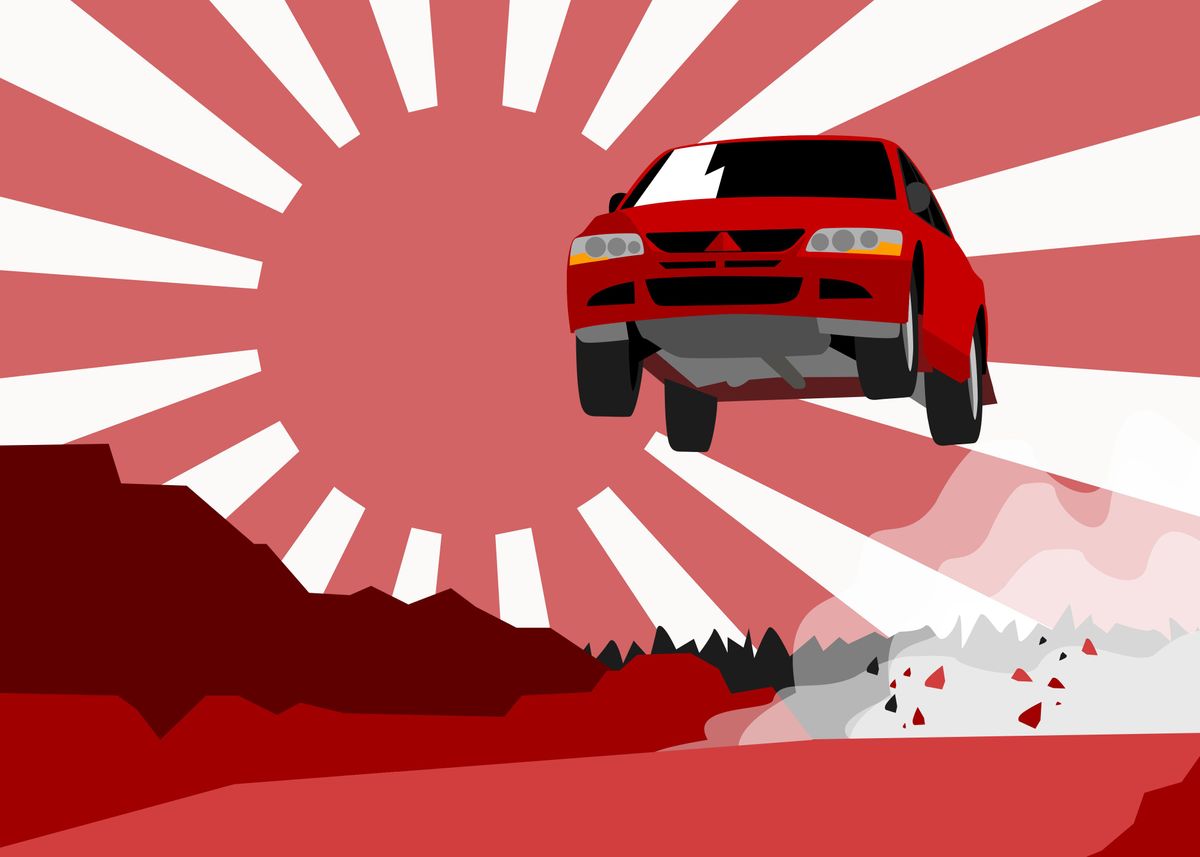 'JDM Evo Rally Jump' Poster by HSDESIGNSHOP | Displate