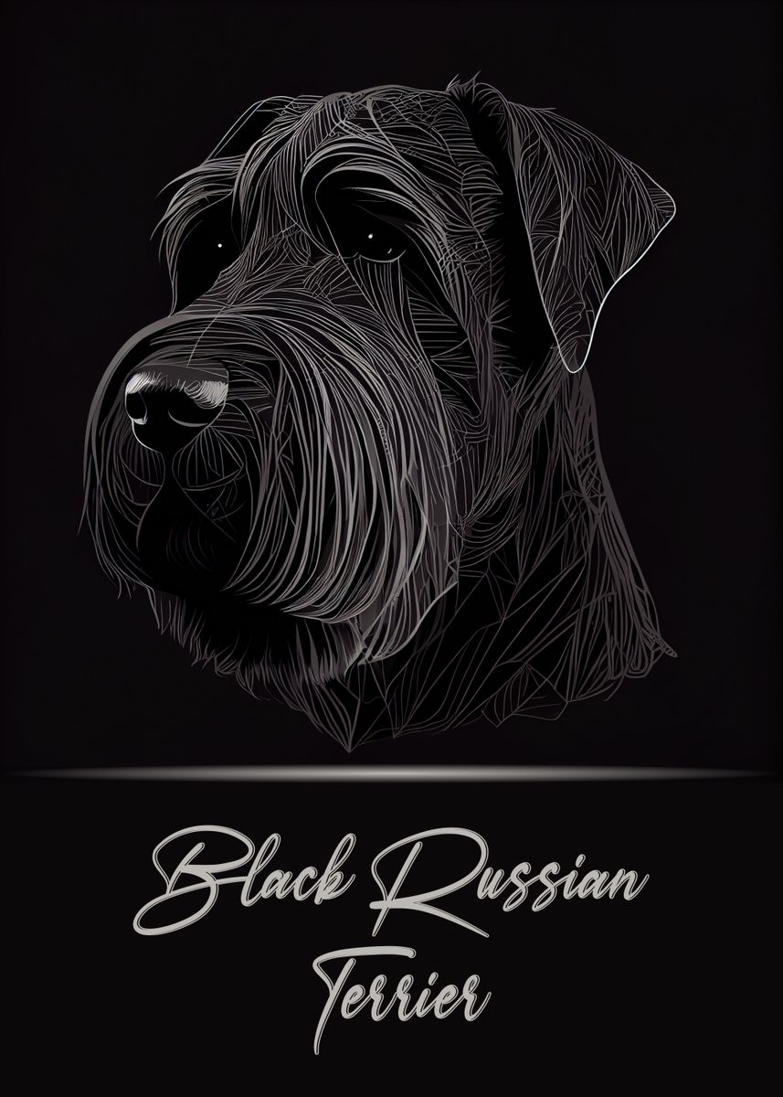 'Black Russian Terrier' Poster, picture, metal print, paint by Artistic Paradigms | Displate