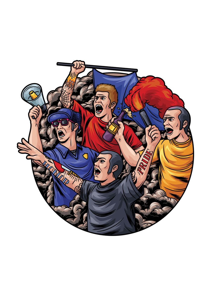 'Football fans celebrating ' Poster, picture, metal print, paint by ...