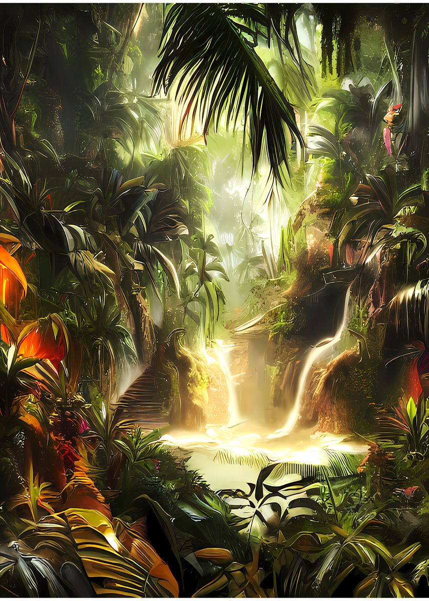 'Small Lake in a Jungle' Poster by Artexio | Displate