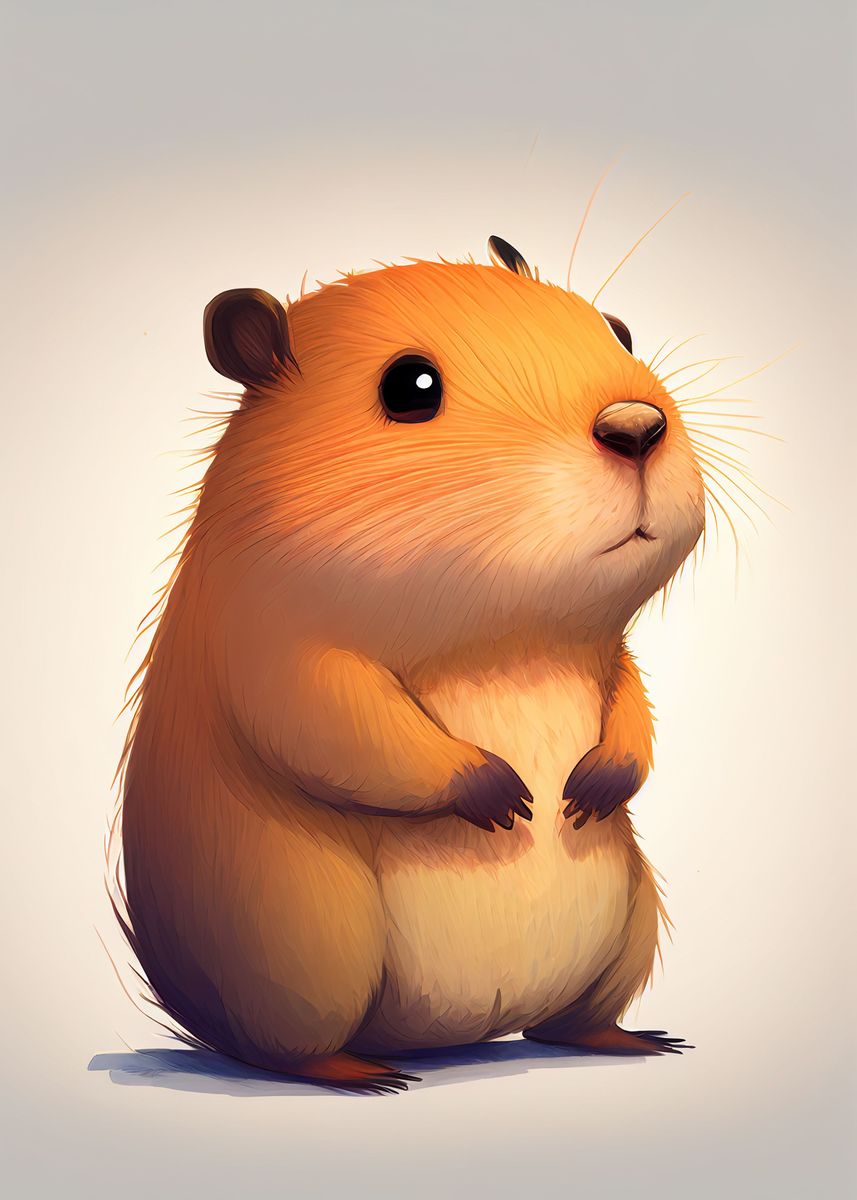'Capybara Cute Animal' Poster, picture, metal print, paint by ...