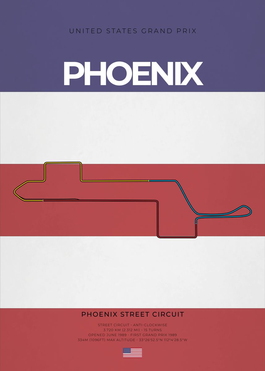 'Phoenix F1 Circuit USA' Poster, picture, metal print, paint by aio ...