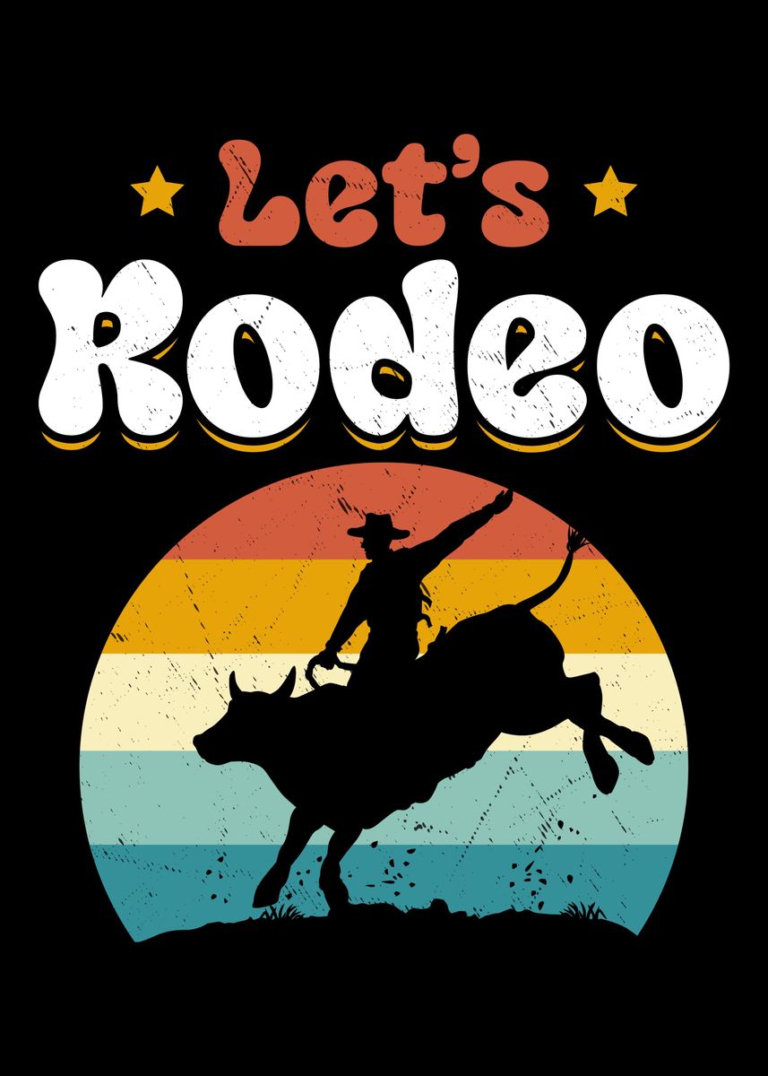 'Rodeo Bull Riding' Poster, picture, metal print, paint by ...