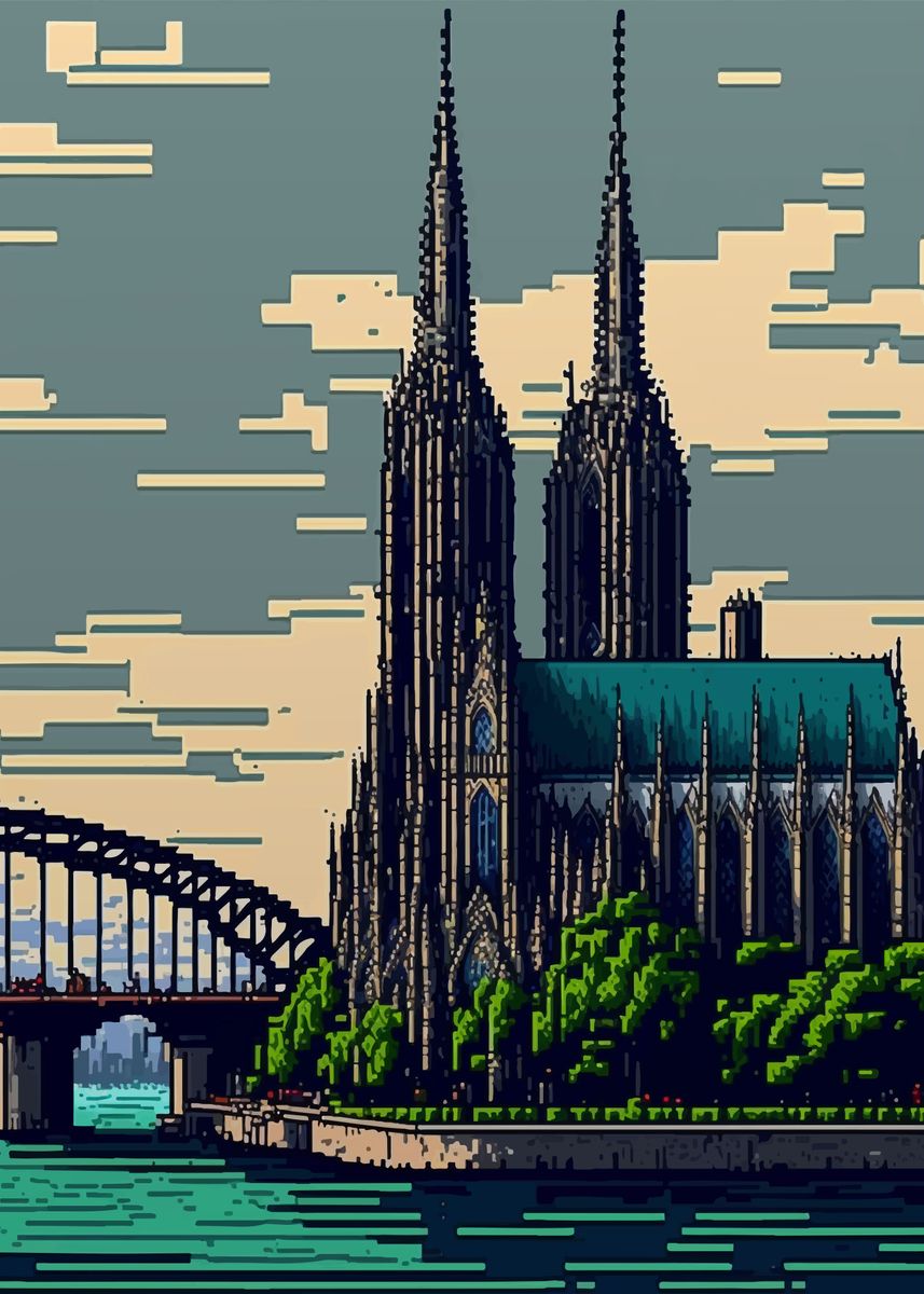 'Cologne Pixel art ' Poster, picture, metal print, paint by M Art ...