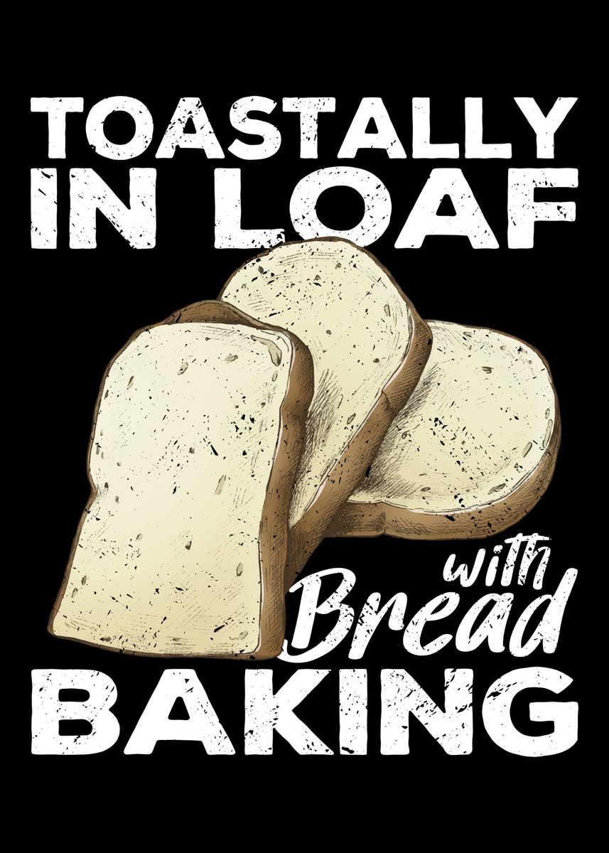 'Funny Bread Baking Baker' Poster, picture, metal print, paint by ...