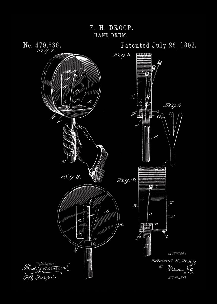 'Droop Hand Drum 1892' Poster, picture, metal print, paint by Tom Cage ...