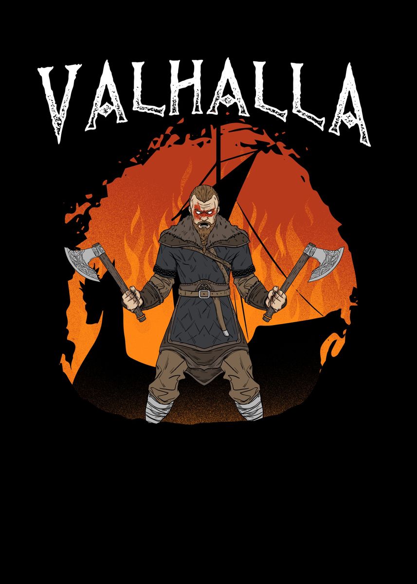 'Valhalla Viking Norse ' Poster, picture, metal print, paint by biNutz ...
