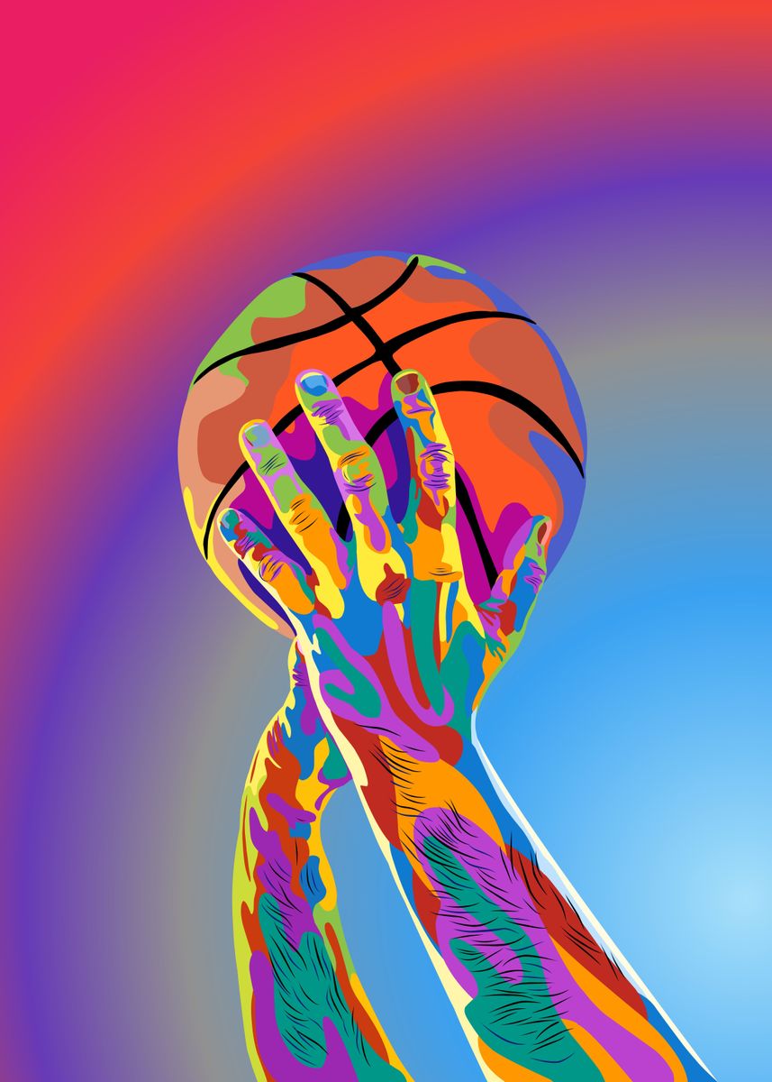 'Basketball in pop art' Poster, picture, metal print, paint by Ihsa ...