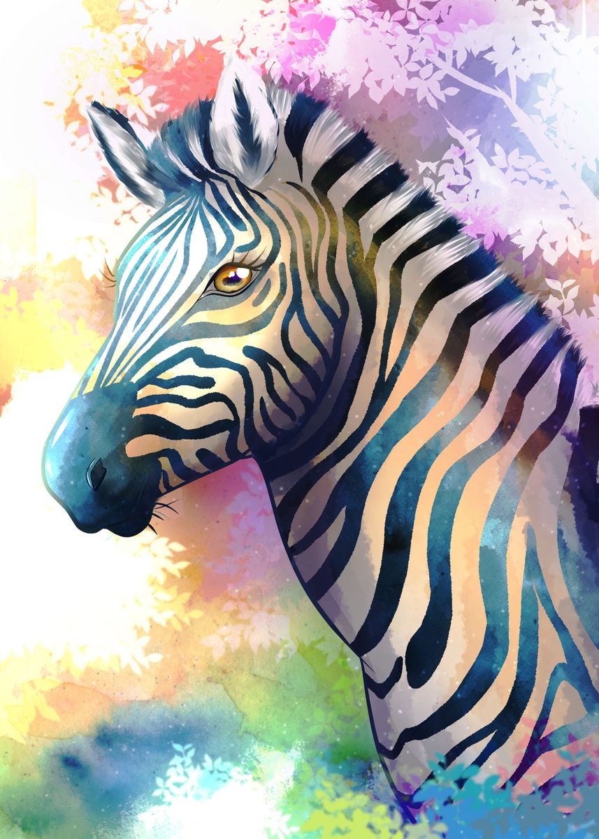 'Zebra ColorFull' Poster, picture, metal print, paint by ReiYArt | Displate